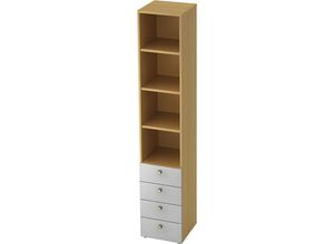 4032062025918 - eurokraft pro Kombi-Schrank 3 Fachböden 4 Schubladen Buche   alusilber
