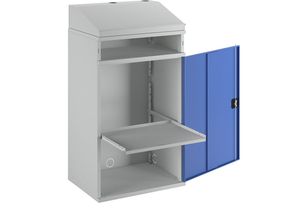 4040376899064 - Industrie-Stehpult mit offenem Fach über dem Schrank Breite 650 mm lichtgrau   enzianblau RAU