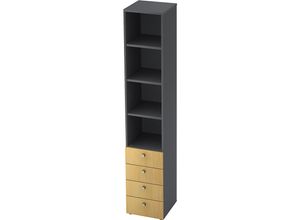 4032062159392 - eurokraft pro Kombi-Schrank 3 Fachböden 4 Schubladen graphit   Buche