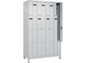 4068192702306 - Z-Spind Evolo PLUS 4 Abteile lichtgrau B 1200 mm 8 Fächer mit breiten Füßen Zylinderschloss kaiserkraft