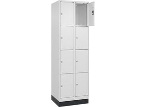 4068192022978 - 4er-Schließfachschrank Evolo PLUS 2 Abteile weiß B 600 mm 8 Fächer mit Bodensockel Zylinderschloss kaiserkraft