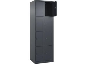 4068192003137 - 4er-Schließfachschrank Evolo PLUS 2 Abteile grau B 600 mm 8 Fächer mit Bodengleitern Zylinderschloss kaiserkraft