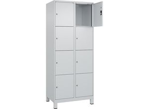 4068192014355 - 4er-Schließfachschrank Evolo PLUS 2 Abteile lichtgrau B 800 mm 8 Fächer mit breiten Füßen Zylinderschloss kaiserkraft