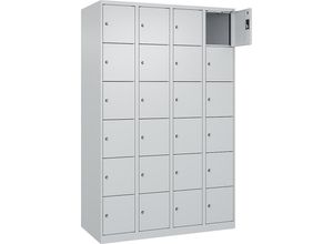 4068192008866 - 6er-Schließfachschrank Evolo PLUS 4 Abteile lichtgrau B 1200 mm 24 Fächer mit Bodengleitern Zylinderschloss kaiserkraft