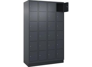 4068192028697 - 6er-Schließfachschrank Evolo PLUS 4 Abteile grau B 1200 mm 24 Fächer mit Bodensockel Zylinderschloss kaiserkraft