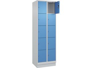 4068192023111 - 5er-Schließfachschrank Evolo PLUS 2 Abteile lichtgrau   lichtblau B 600 mm 10 Fächer mit Bodensockel Zylinderschloss kaiserkraft
