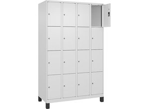 4068192018292 - 4er-Schließfachschrank Evolo PLUS 4 Abteile weiß B 1200 mm 16 Fächer mit breiten Füßen Zylinderschloss kaiserkraft