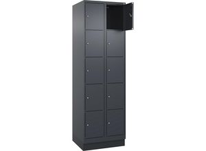 4068192023203 - 5er-Schließfachschrank Evolo PLUS 2 Abteile grau B 600 mm 10 Fächer mit Bodensockel Zylinderschloss kaiserkraft