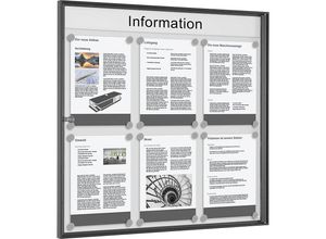 4260256793088 - Schaar - Schaukasten BxTxH 725x27x700 mm 6xDIN A4 Aluprofile anthrazit ESG-Glas Rückwand weiß magneth