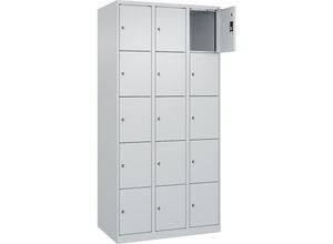 4068192006077 - 5er-Schließfachschrank Evolo PLUS 3 Abteile lichtgrau B 900 mm 15 Fächer mit Bodengleitern Zylinderschloss kaiserkraft