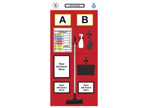 5025480059268 - Regal-Infoboard Doppelmarkierung Reinigung HxB 2000 x 900 mm rot kaiserkraft