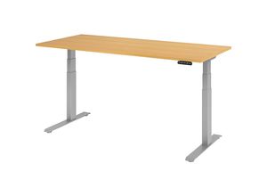 4032062182697 - Sitz-Steh-Schreibtisch Basic VXDKB19 6 S elektrisch höhenverstellbar 64-129cm (H) 180x80cm (BxT) rechteckig buche   silber 