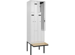 4068192996125 - Z-Spind Evolo PLUS Sitzbank 2 Abteile weiß B 600 mm Zylinderschloss mit auskragender Sitzbank Buche kaiserkraft