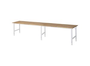 4040376520418 - Arbeitstisch höhenverstellbar Gestell 60 x 30 mm Buchenplatte massiv BxT 4000 x 800 mm lichtgrau