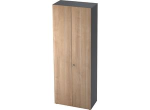 4032062158128 - eurokraft pro Garderobenschrank 2 Fachböden 1 Kleiderstange graphit   Nussbaum-Dekor