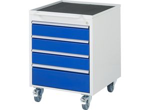 4040376895110 - Rollcontainer HxBxT 765 x 580 x 650 mm 4 Schubladen lichtgrau   enzianblau RAU