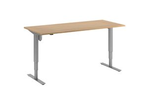 4061753266095 - Schreibtisch Atlanta elektrisch höhenverstellbar gerade BxT 1800 x 800 mm Buche silber kaiserkraft