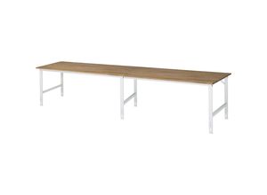 4040376520432 - Arbeitstisch höhenverstellbar Gestell 60 x 30 mm Buchenplatte massiv BxT 4000 x 1000 mm lichtgrau