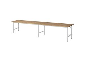 4040376520340 - Arbeitstisch höhenverstellbar Gestell 30 x 30 mm Buchenplatte massiv BxT 4000 x 800 mm lichtgrau