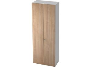 4032062145500 - eurokraft pro Garderobenschrank 2 Fachböden 1 Kleiderstange weiß   Nussbaum-Dekor
