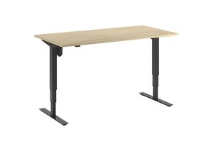 4061753258755 - Schreibtisch Atlanta elektrisch höhenverstellbar gerade BxT 1600 x 800 mm Eiche schwarz kaiserkraft