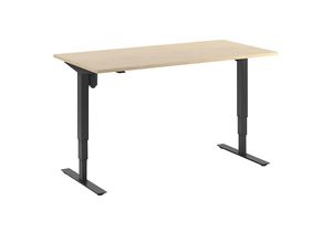 4061753258663 - Schreibtisch Atlanta elektrisch höhenverstellbar gerade BxT 1600 x 800 mm Birke schwarz kaiserkraft