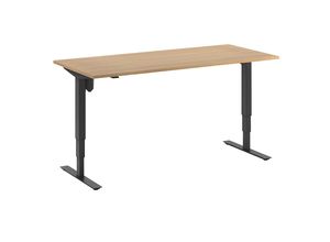 4061753266088 - Schreibtisch Atlanta elektrisch höhenverstellbar gerade BxT 1800 x 800 mm Buche schwarz kaiserkraft