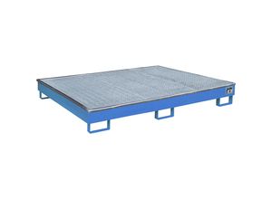 4061753234919 - eurokraft pro Regal-Bodenwanne mit PE-Einsatz mit Rost 256 l LxBxH 1765 x 1315 x 255 mm blau ab 3 Stk