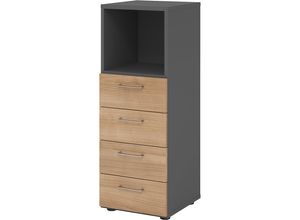 4032062324899 - eurokraft pro Regalschrank 1 Fach offen   4 Schubladen graphit   Nussbaum