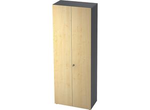 4032062158098 - eurokraft pro Garderobenschrank 2 Fachböden 1 Kleiderstange graphit   Ahorn-Dekor