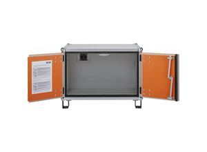 4052886464090 - Akku-Lagerschrank 8 5 Basic Flügeltür LockEX Türverriegelung feuerbeständig mit Stapelfüßen B 800 x T 660 x H 620 mm lichtgrau reinorange