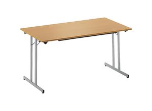 3700245507759 - Klapptisch STANDARD Vierkant-Gestell mit Höhenausgleichsschrauben 1200 x 600 mm Gestell alufarben Platte Buche-Dekor kaiserkraft