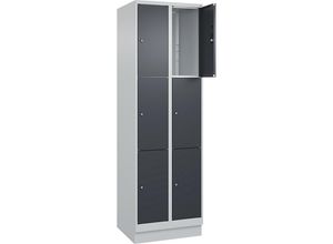 4066681683389 - 3er-Schließfachschrank Classic PLUS 2 Abteile lichtgrau   grau B 600 mm 6 Fächer mit Bodensockel C+P