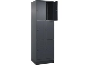 4066681693890 - 3er-Schließfachschrank Classic PLUS 2 Abteile grau B 600 mm 6 Fächer mit Bodensockel C+P