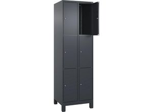 4066681680272 - 3er-Schließfachschrank Classic PLUS 2 Abteile grau B 600 mm 6 Fächer mit Füßen C+P
