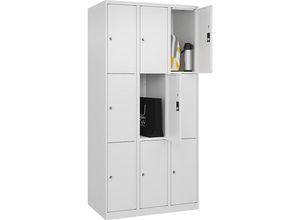 4067521351888 - 3er-Schließfachschrank Classic PLUS 3 Abteile verkehrsweiß B 900 mm 9 Fächer mit Bodengleitern C+P