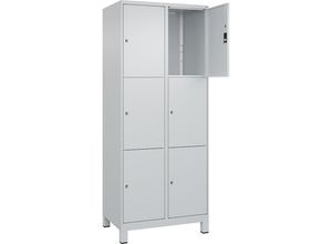 4066681680692 - 3er-Schließfachschrank Classic PLUS 2 Abteile lichtgrau B 800 mm 6 Fächer mit Füßen C+P
