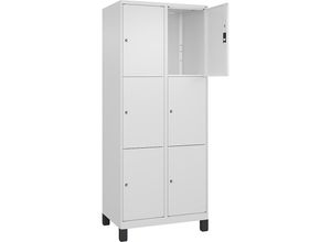 4066681680746 - 3er-Schließfachschrank Classic PLUS 2 Abteile verkehrsweiß B 800 mm 6 Fächer mit Füßen C+P