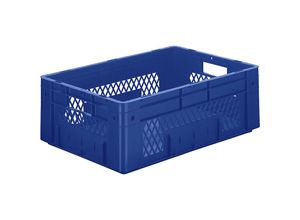 4031022030382 - Schwerlast-Euro-Behälter Polypropylen Volumen 38 l LxBxH 600 x 400 x 210 mm Wände durchbrochen Boden geschlossen blau VE 2 Stk kaiserkraft