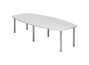 4032062034903 - Konferenztisch manuell höhenverstellbar 72-74cm (H) 280cmx85-130cm (BxT) 10 Personen Tonnenform weiß   chrom 4032062034903 