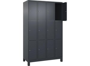4066681682078 - 3er-Schließfachschrank Classic PLUS 4 Abteile grau B 1200 mm 12 Fächer mit Füßen C+P