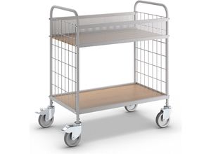4061753049407 - eurokraft pro Büro-Etagenwagen Tragfähigkeit 150 kg mit 2 Etagen 4 Lenkrollen 2 mit Doppelstopp Rad-Ø 100 mm