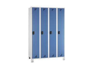 4061753011039 - eurokraft pro Mehrzweck- und Garderobenschrank Abteilhöhe 1695 mm 4 Abteile Breite 1200 mm Korpus lichtgrau Türen brillantblau