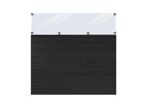 5703393712516 - PLUS Plank Profilzaun mit Glas Holz BxH 1740 x 1630 mm schwarz kaiserkraft