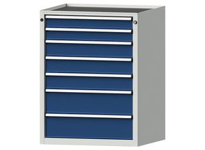 4014641088347 - Schubladenschrank BxT 760 x 675 mm Schubladentraglast 200 kg 7 Schubladen Höhe 980 mm Front enzianblau ANKE
