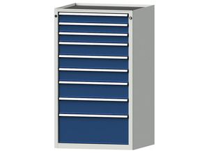 4014641094133 - Schubladenschrank BxT 760 x 675 mm Schubladentraglast 200 kg 9 Schubladen Höhe 1280 mm Front enzianblau ANKE