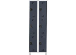 4061753010124 - eurokraft pro Schließfachschrank Fachhöhe 558 mm HxBxT 1800 x 800 x 500 mm 6 Abteile Korpus lichtgrau Türen anthrazitgrau