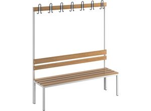 8697653677097 - eurokraft basic Garderobenbank Buche einseitig mit Lehne HxT 1700 x 430 mm Länge 1500 mm
