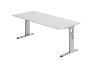 4032062028391 - Schreibtisch VOS19 5 S manuell höhenverstellbar 85cm (H) 180x80cm (BxT) rechteckig grau   silber 4032062028391 Hammerbacher