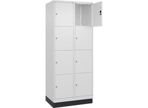 4066681694651 - 4er-Schließfachschrank Classic PLUS 2 Abteile verkehrsweiß B 800 mm 8 Fächer mit Bodensockel C+P